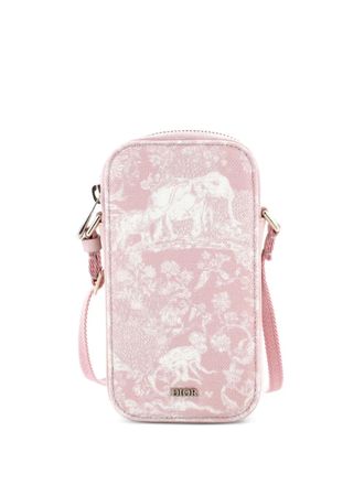 Dior Zip Phone Holder Printed Canvas and Leather crossbody bag - Rosa
