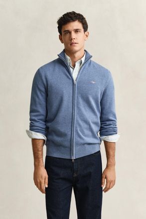 GANT Herren Casual Cotton Strickjacke mit Rei&szlig;verschluss (XXXL) DENIM Blau MELANGE