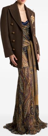 Etro Double-Breasted Wool-Blend Blazer - Brown