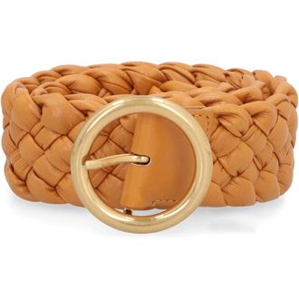 Bottega Veneta Geflochtener Lederg&uuml;rtel Goldschnalle - - Accessories - Damen - Braun - 80 CM