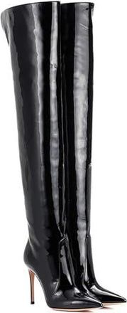 Generic Bottes au-Dessus du Genou en Cuir Verni à Talons Aiguilles pour Femmes Bottes Sexy à Bout Pointu Bottes Hautes à Talons Hauts Bottes Hautes Classiques