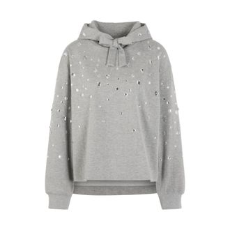 Marc Cain Hoodie mit Strasssteinen - - Sweatshirts & Hoodies - Damen - Grau - XS