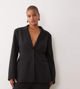 Asos Curve blazer de smoking ajust&eacute; &agrave; hanches structur&eacute;es noir
