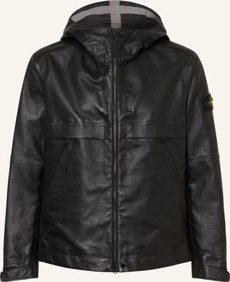 Stone Island Lederjacke schwarz