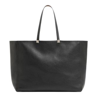 Valentino Rockstud Reversible Tote aus Kalbsleder mit Elk-Print - - Bags - Herren - Schwarzk - ONE SIZE