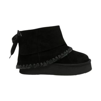 Mou Stiefeletten mit H&auml;kelbesatz und Schleifendetail - - Shoes - Damen - Schwarzk - 40 EU