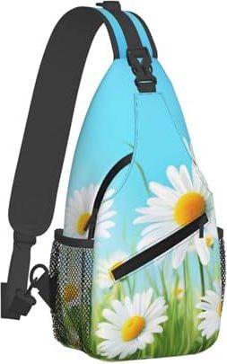 Generic Casual Sacoche Tactique Marguerite printani&egrave;re Sling Sac &agrave; Bandouli&egrave;re L&eacute;ger Sac Poitrine pour Cyclisme &eacute;cole Randonn&eacute;e