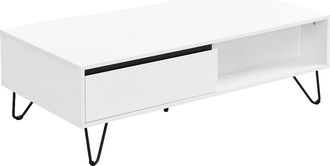 Pascal Morabito Couchtisch mit 2 Schubladen & 2 Ablagefächern - MDF & Stahl - Weiß & Schwarz - Abuja