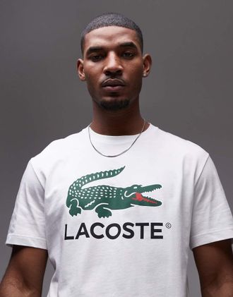 Lacoste T-shirt avec grand logo crocodile - Blanc
