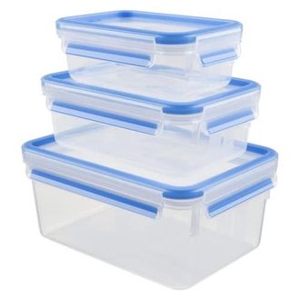 T-fal K3028912 - Masterseal Fresh - Boîte plastique de conservation alimentaire - Set 3 boîtes 2.30L+1L+0.55L - Bleu