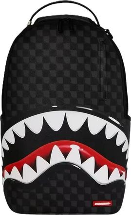 Sprayground Sprayground, unisex, Sacs, Noir, Taille: ONE Size Checkered Shark-Print Backpack