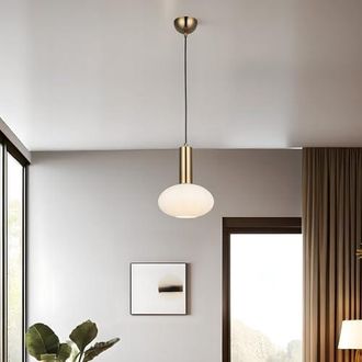 Opviq Antique Lacquer Chandelier, Metal Body, &Oslash;19 cm Glass Cap, Adjustable Height 35-127 cm, E27 Socket, Elegant Lighting for Home Decor, IP20 Rated