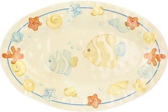 Thun Ovales Tablett aus Melamin, Linie Meer zum Lieben, Haus und Küche, Geschenkidee für die Küche, 52 x 30 cm