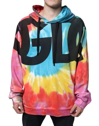 Dolce & Gabbana Mens Multicolor Tie Dye Hooded Sweatshirt Sweater Cotton Clothing