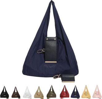 Generic Sac fourre-tout pliable, sac &agrave; main extensible, r&eacute;utilisable, sac de poche compact multifonction, grande capacit&eacute;, noir fonc&eacute;, 11