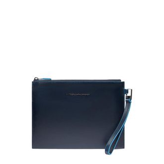 Piquadro Pochette homme en cuir pour iPadmini avec poign&eacute;e amovible et poche pour AirPods - Homme - Sacs - Bleu - Taille: ONE Size
