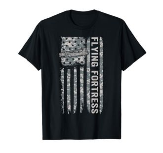 The Salty Veteran Flying Fortress Amerikanische Flagge WW2 Camo B17 T-Shirt