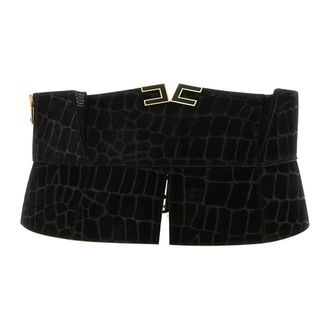 Elisabetta Franchi Femme, Accessoires, Noir, Taille: S Ceinture style bustier en cuir nubuck