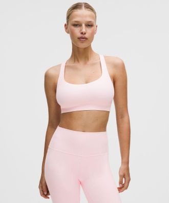 lululemon FlexyFlex Yoga-BH mit &uuml;berkreuzten Tr&auml;gern Leichter Halt f&uuml;r D-DD-Cups f&uuml;r Frauen - Gr&ouml;&szlig;e XXS/XS in Pink Pearl