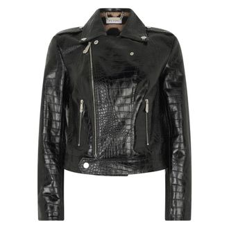 Philipp Plein Femme, Vestes, Noir, Taille: 40 FR Biker Jacket Cocco