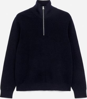 Arket Pullover Aus Wolle Und Baumwolle Mit Kurzem Rei&szlig;verschluss -Blau