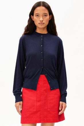 Armedangels Damen vegan Strickjacke Feinstrick Tinted Navy