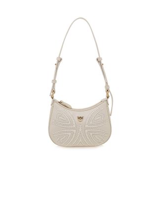 Pinko Halbmond Baby Vitello Morbido + Rafia-Stickerei