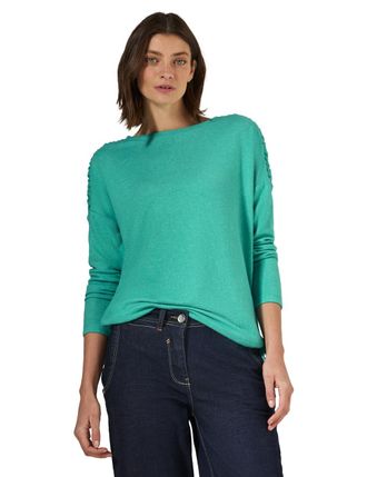 Cecil Damen B322492 Shirt Mit Raffung, Aventurine Green Melange, XXL EU