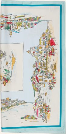 Longchamp Seidentuch Beach Scene blau