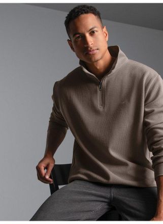 Trigema Sweatshirt TRIGEMA Troyer in Waffeloptik