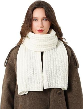 DonDon &eacute;charpe femme hiver foulard femme &eacute;charpe en laine ch&acirc;le femme - Blanc