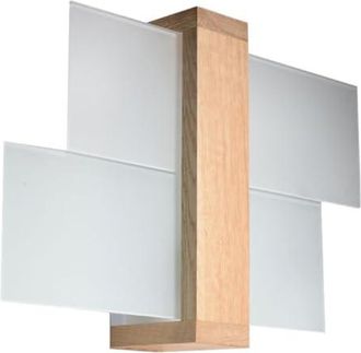 Sollux Lighting Applique murale dintérieur en bois et verre, 1 flamme, ampoule LED 3000K, bois naturel, Ignis