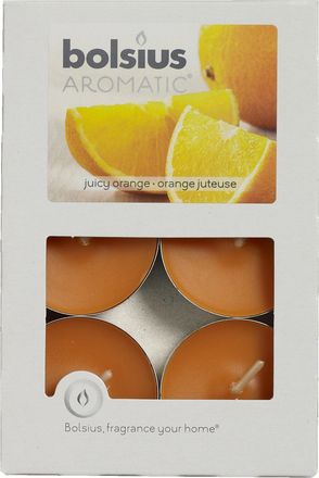 Bolsius Aromatic 103626941584 Aromateelicht Juicy Orange, Paraffin, orange, 6 St&uuml;ck Packung