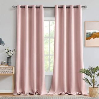 Miulee Rideau Chambre Rose P&acirc;le &agrave; Oeillets 140x260 CM Lot de 2, Rideaux Opaque Doux et Esth&eacute;tiques, Rideau Occultant Thermiques Anti Chaleur Int&eacute;rieurs, D&eacute;co