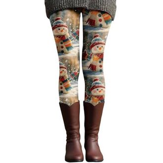 Generic Legging imprim&eacute; festif pour les vacances, confortable, extensible, doux, taille haute, d&eacute;contract&eacute;, pantalon de tous les jours avec design unique, bla