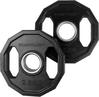 Tunturi New Fitness Gewichtscheiben 50 mm, 2 x 2,5 kg, Hantelgewichte aus Gummi mit Griffen