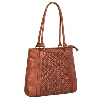 STILORD Nadia Stylishe Handtasche Damen Mittel-Gro&szlig; Leder - Boho Tasche in Flechtoptik f&uuml;r Laptop bis 13,3 Zoll - Shoppertasche Vintage Ledertasche f&uuml;r B&uuml;ro &
