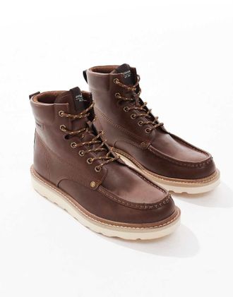 Jack & Jones Bottes style mocassins en PU avec semelle contrastante - Marron-Brown