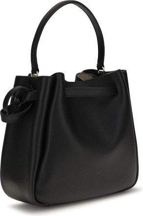 Tory Burch Womens Bucket Bag Romy Hammered Leather Black Calf