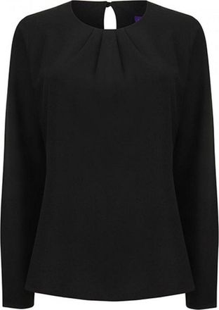 Henbury Sweatshirt Ladies Pleat Front Long Sleeved Blouse