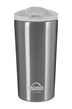 Premier Housewares Mimo Doppelwand Becher, Silber-beschichted, weißer Deckel, 250ml