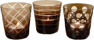 Boltze Glas Windlicht mokkabraun sehr edel 6X