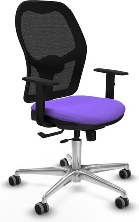 Piqueras y Crespo Schreibtischstuhl mit 1D-Armen, h&ouml;henverstellbare Lendenwirbelst&uuml;tze, ausgestattet mit Syncro/Traslack und injiziertem Schaum. Schwarz/Lila