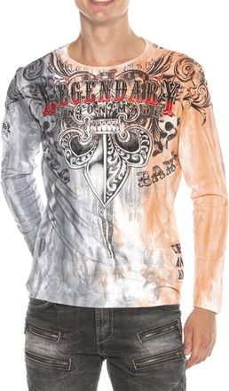 Cipo & Baxx Herren Sweatshirt CL408 Pulver Anthrazit - Stylischer Pullover im Modernen Streetwear Look mit Rundhals & Print - Bequemer Sweater f&uuml;r Alltag, Freizei