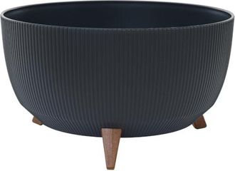 Siena Garden Pflanzgefäße Oslo Stripe anthrazit Streifenoptik, 47 x 26,5 cm Kunststoff auf Füßen mit Einsatz