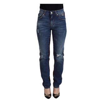 Dolce & Gabbana Karierte R&uuml;ckseite Denim Hose - - Jeans - Damen - Blau - S
