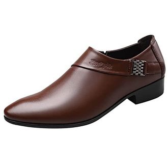 Generic Mocassins en cuir &agrave; enfiler pour homme, chaussures mocassins confortables &agrave; bout pointu et &agrave; talons bas, chaussures habill&eacute;es tendance et formelles po