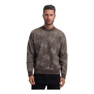 A|X Armani Exchange Pull-over en maille &agrave; logo all-over - Homme - Pulls - Gris - Taille: 2XL