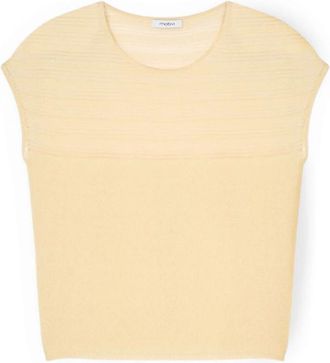 Motivi Femme, Pulls, Beige, Taille: 36 FR Pull Ray&eacute; en M&eacute;lange de Lin