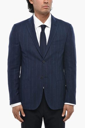 Corneliani Halbgef&uuml;tterter Blazer in Wollmischung mit Nadelstreifen Corneliani